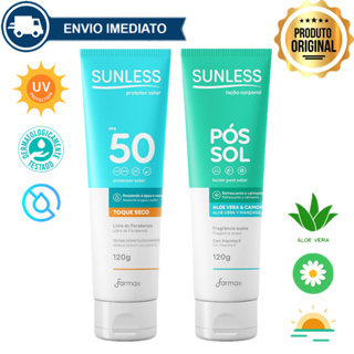 Kit Protetor Solar FPS 50 Toque Seco Sunless + Loção Pós-Sol Aloe Vera ...