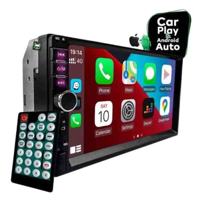 Central Multimídia MP5 Carplay Android Auto 2 Din Universal USB Bluetooth Touch Leitor de Cartão ...