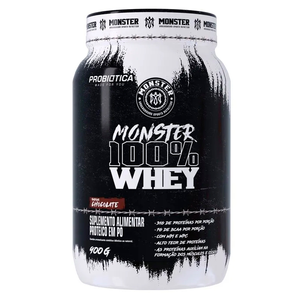 Whey Protein - Monster 100% Whey Pote - 900g - Probiótica | Shopee Brasil