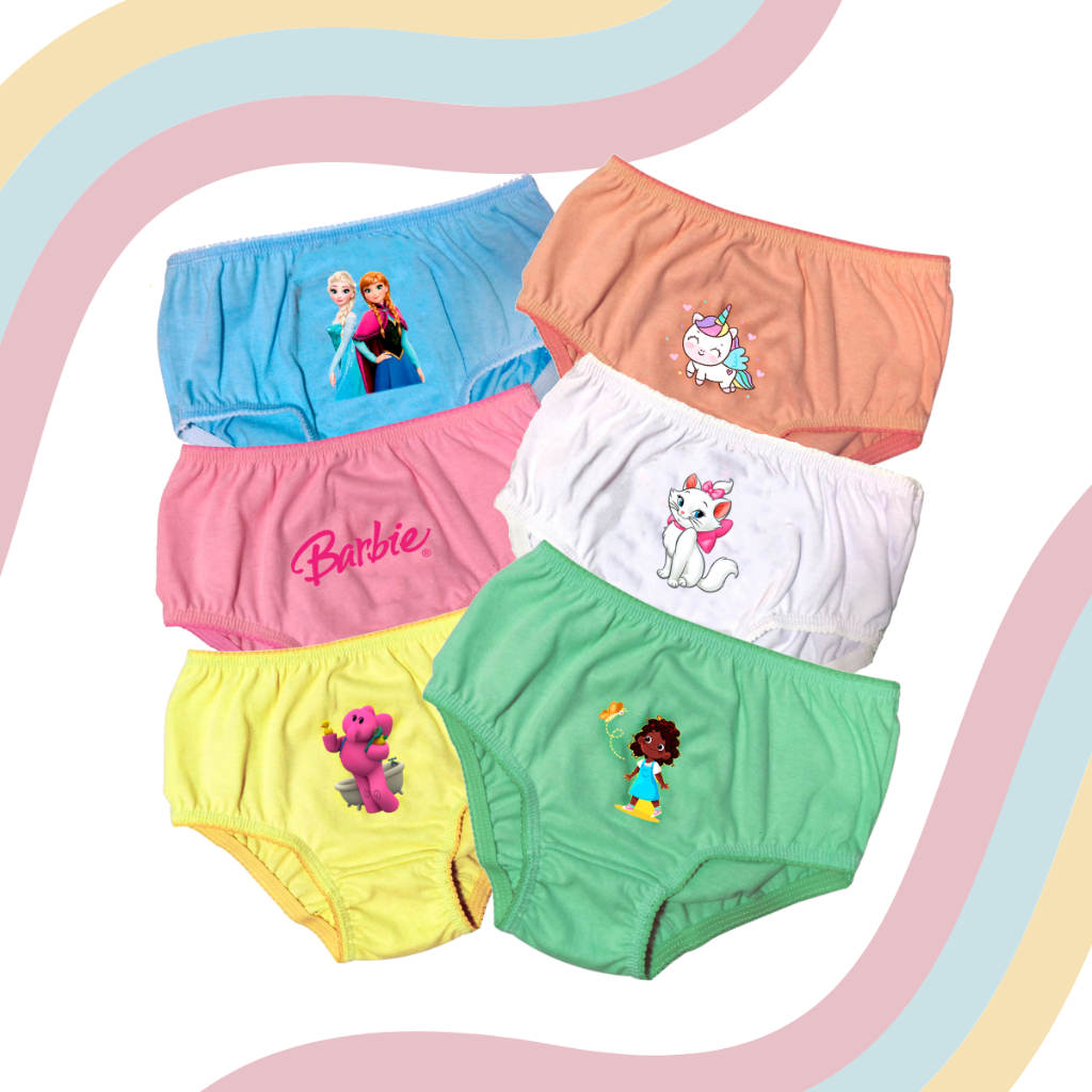 Kit 10 Calcinhas Infantil 100% Algodão 1 a 12 Anos Estampas de Desenho ...