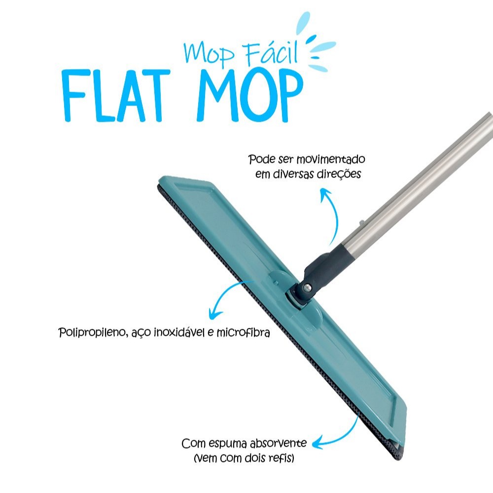 Rodo Flat Mop E Balde Lava E Seca Profissional Com 2 Refil | Shopee Brasil