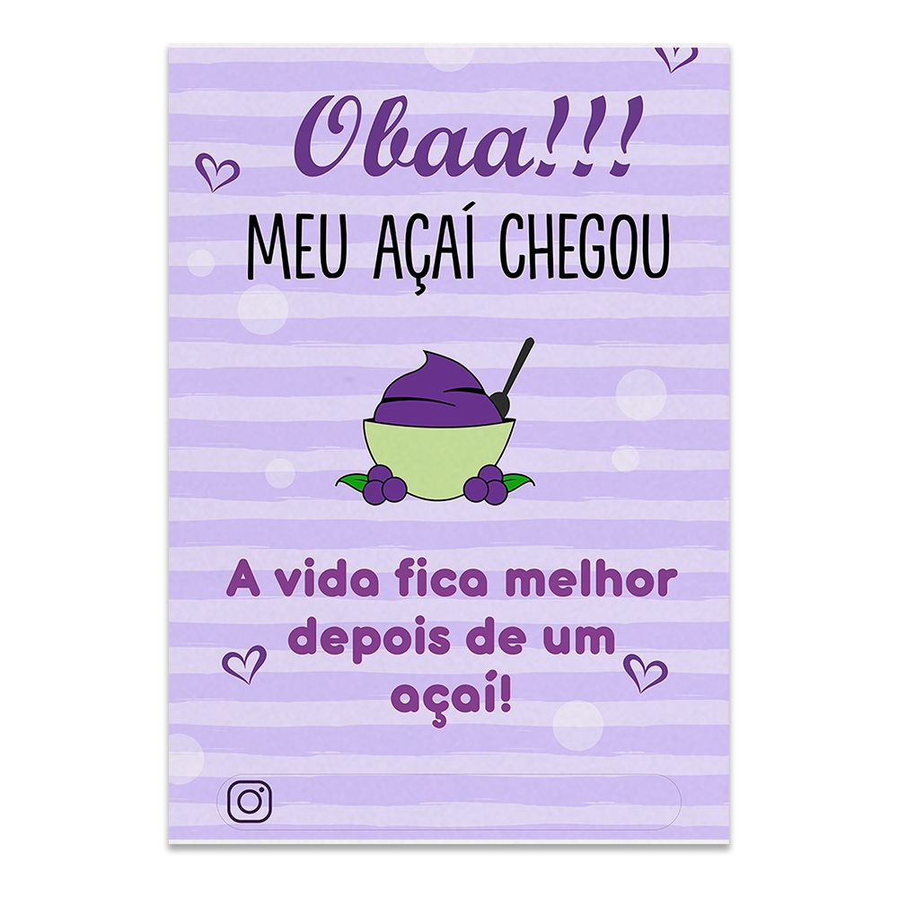 100 Unidades Card Cartão de Recadinho Para Açaiteria Açai Clientes ...