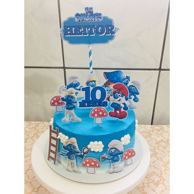 Topo de bolo de aniversário Smurf - topper festa mesversario ...