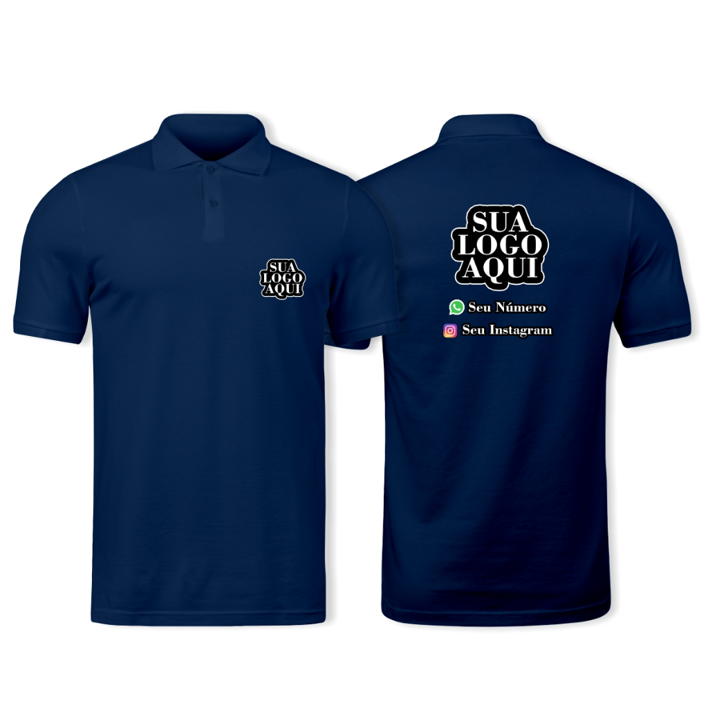 Camisa Polo Personalizada Sua Logo / Arte Aqui Frente e Verso Malha ...