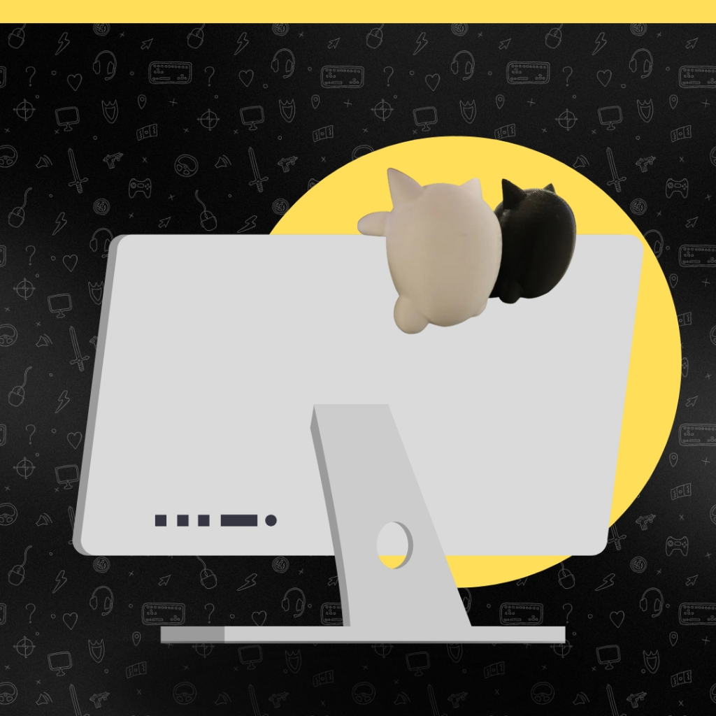 Enfeite para Monitor Bongo Cat Setup Gamer Gatos Várias Cores Decoração ...