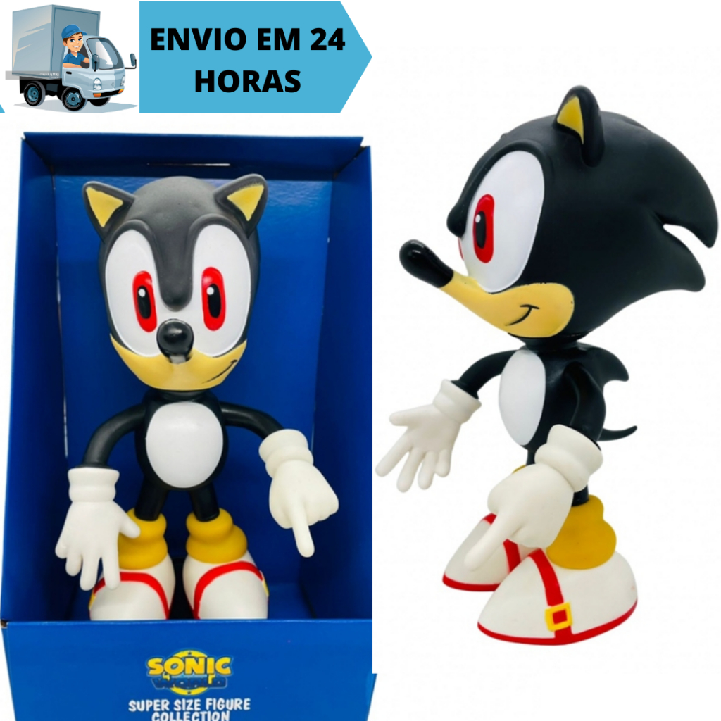 Boneco Super Sonic Preto Shadow Vinil Collection Brinquedos Jogo 23cm ...