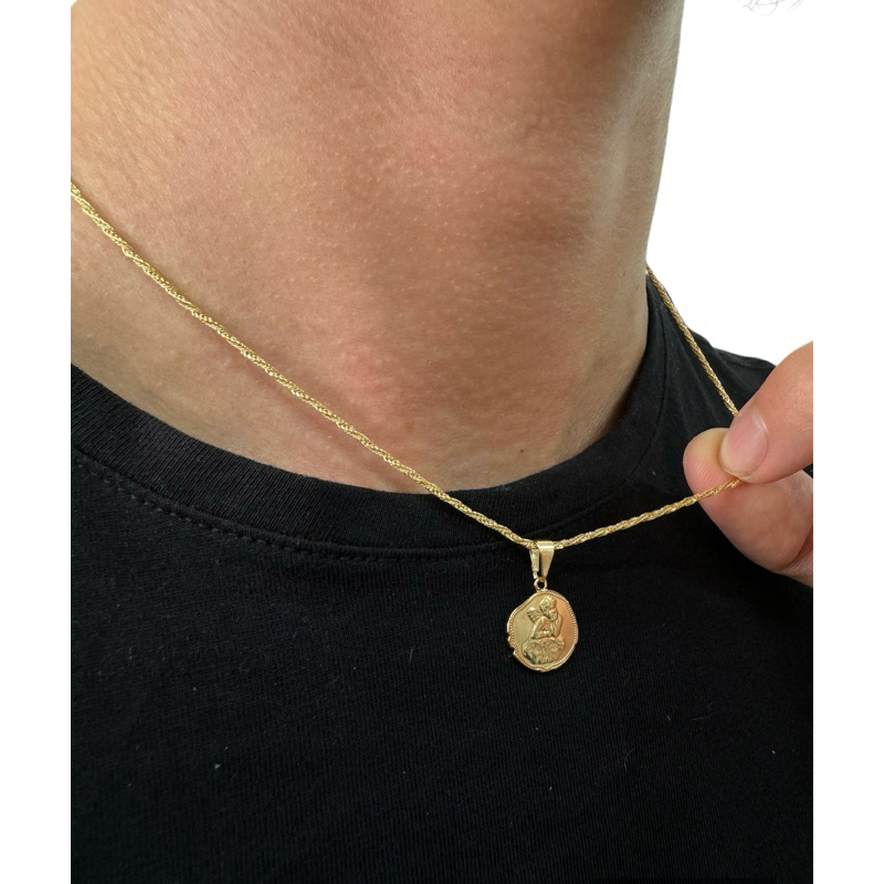 Corrente Curtinha Masculina + Pingente Anjo Torto Banhado Ouro 18k ...