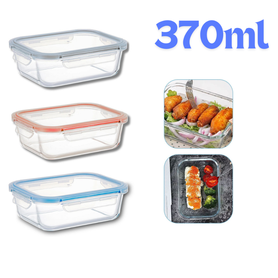 Pote de Vidro Hermético 370ml Borossilicato Resistente AntiVazamento Marmita Comida Fitness ...