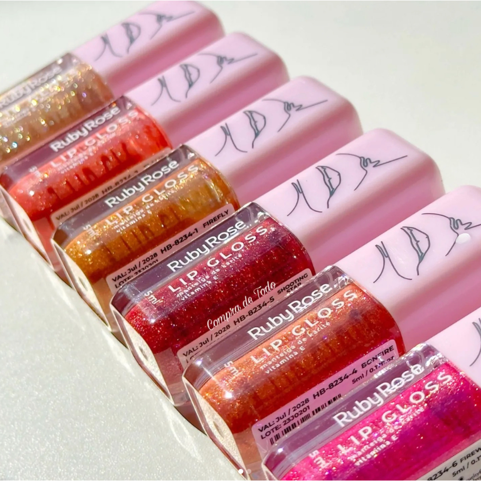 Lip Gloss Brilho Labial Com Glitter Ruby Rose HB 8234 | Shopee Brasil