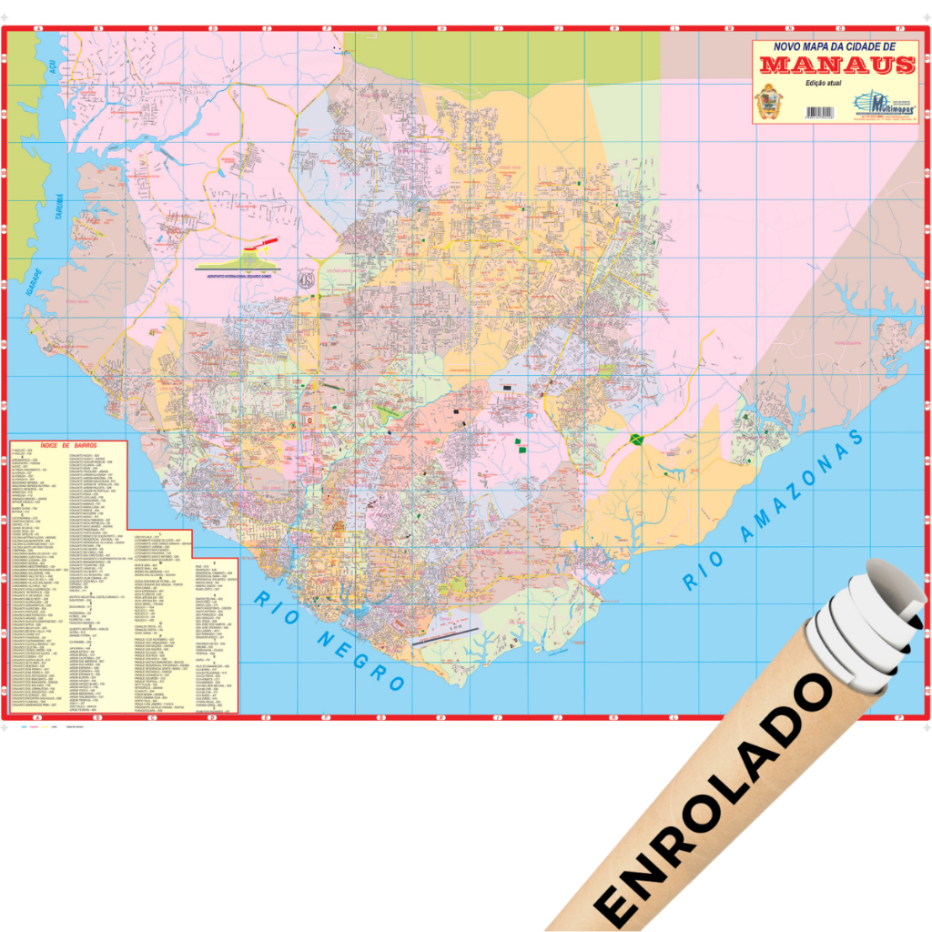 Mapa Cidade de Manaus Politico Rodoviário Gigante Enrolado Guia Ruas | Shopee Brasil