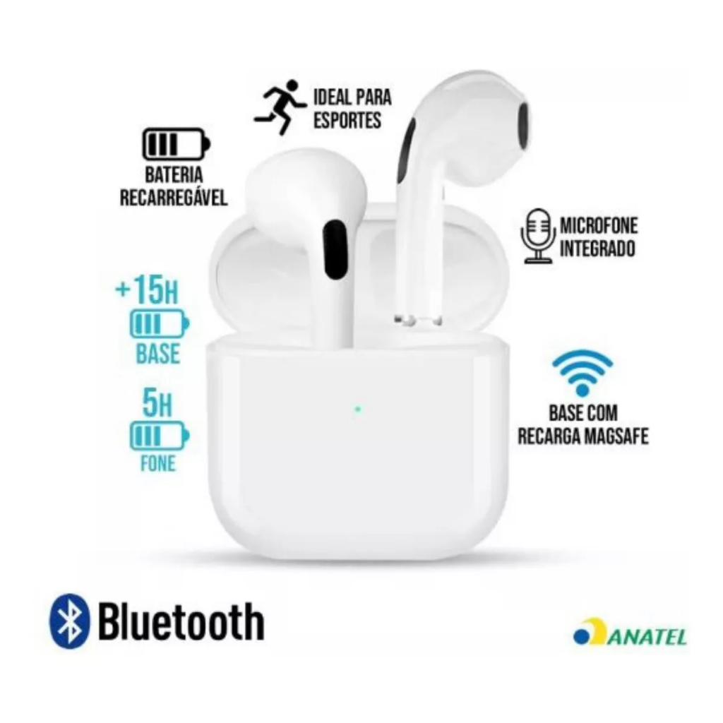 Fone De Ouvido Kimaster Tws300 Bluetooth Sem Fio Air Pro Top Cor Branco ...