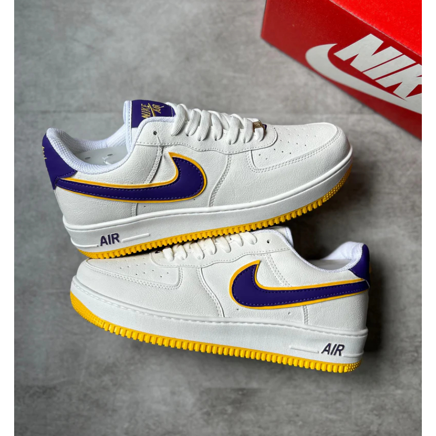 Air Force 1 sapatos casuais roxo amarelo para homens e mulheres Lebron ...