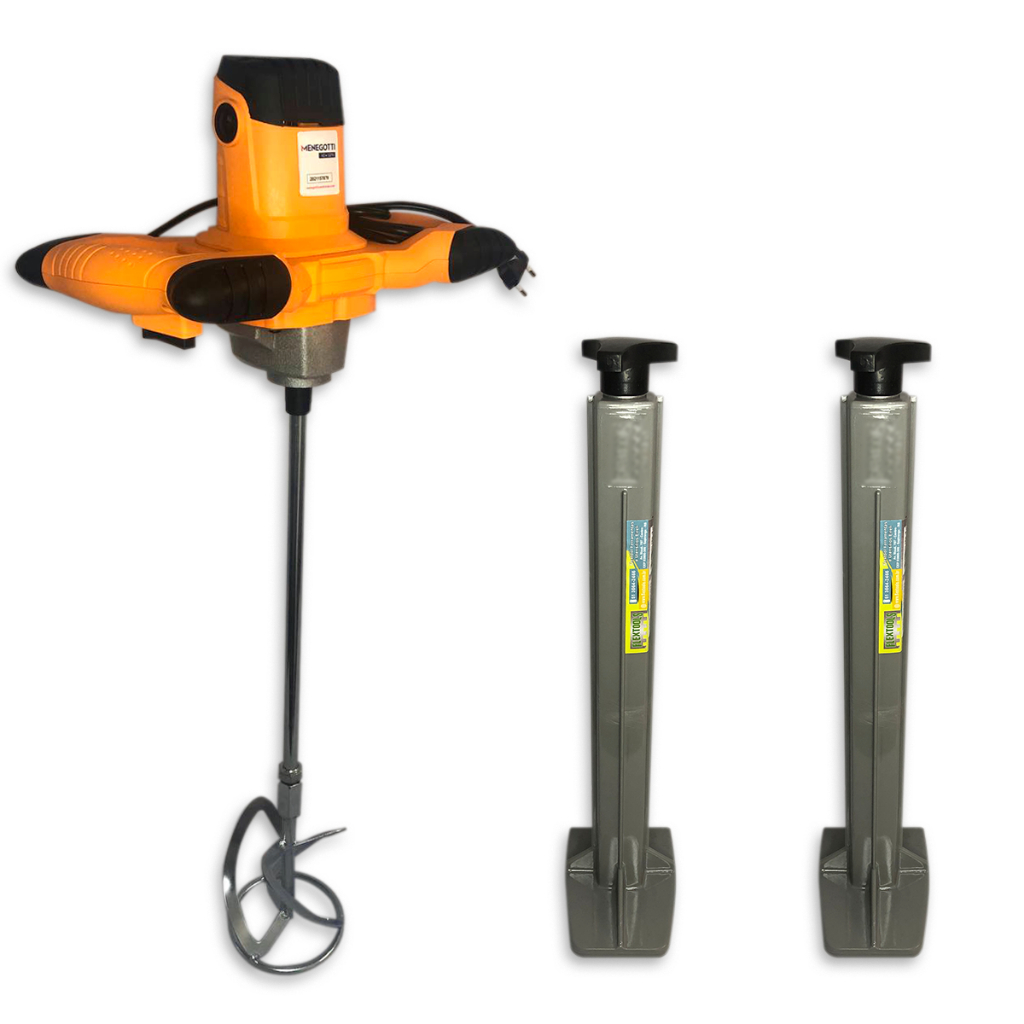 Kit Misturador Elétrico Menegotti 1200W + 2 Suporte De Régua Flextools P/ Misturar Tinta e ...