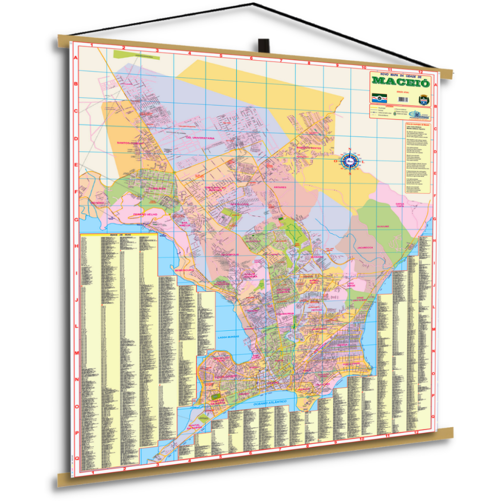 Mapa Cidade Maceió Politico Rodoviário Ruas Guia Banner Moldura Poster ...