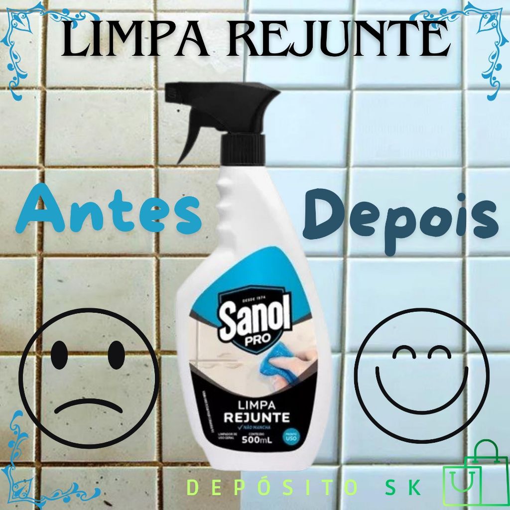 Limpa Rejunte Sanol Pro 500ml Pronto para uso, Tira Manchas, Não Agride ...