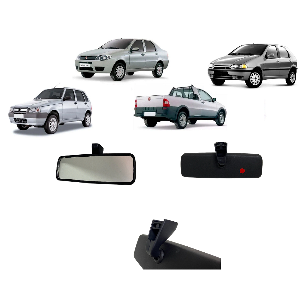 Retrovisor Interno Fiat Palio Siena Strada Uno Preto Weekend | Shopee Brasil