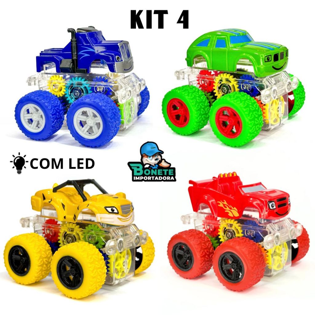 Kit 4 Blaze e os Monster Machines Carro Fricção Big Foot Brinquedo ...