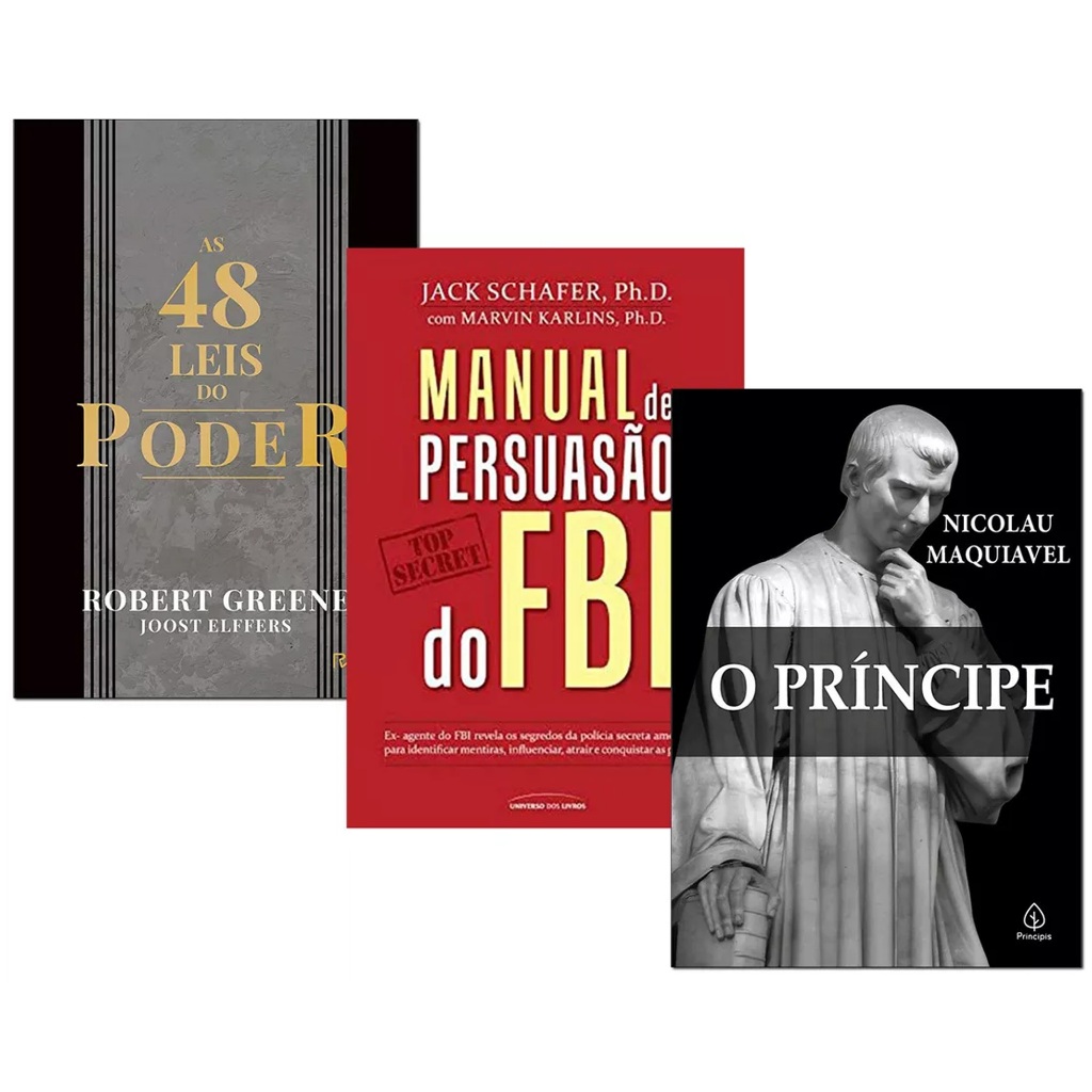 Kit Livro 48 Leis Do Poder + Manual De Persuasão Do Fbi+ O Príncipe ...