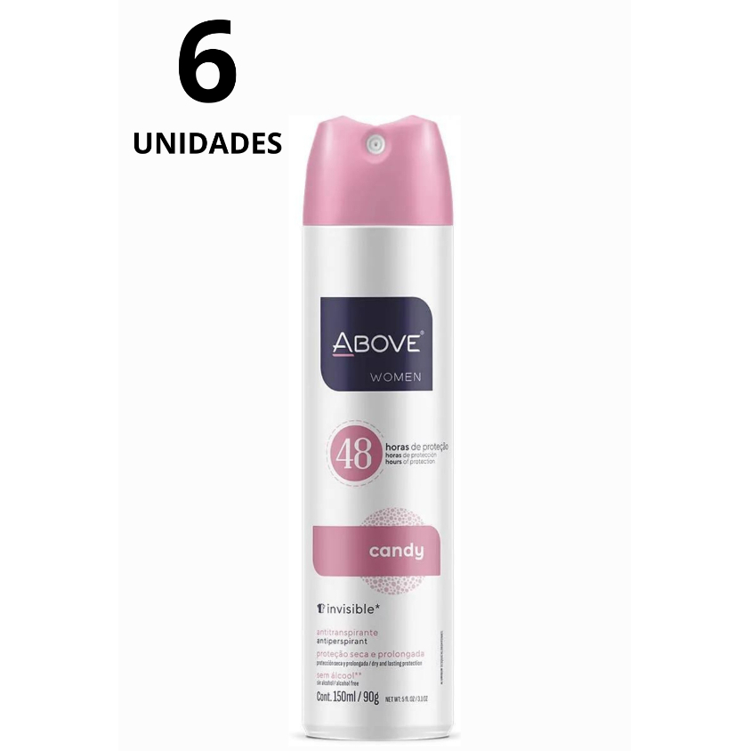 Kit C/ 6un Desodorante Antitranspirante Aerossol Candy 150ml- Above ...