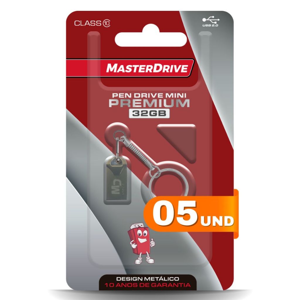 Kit 5 Mini Pendrive 32GB MasterDrive PREMIUM Nano Fit Ultra Rápido Tipo ...