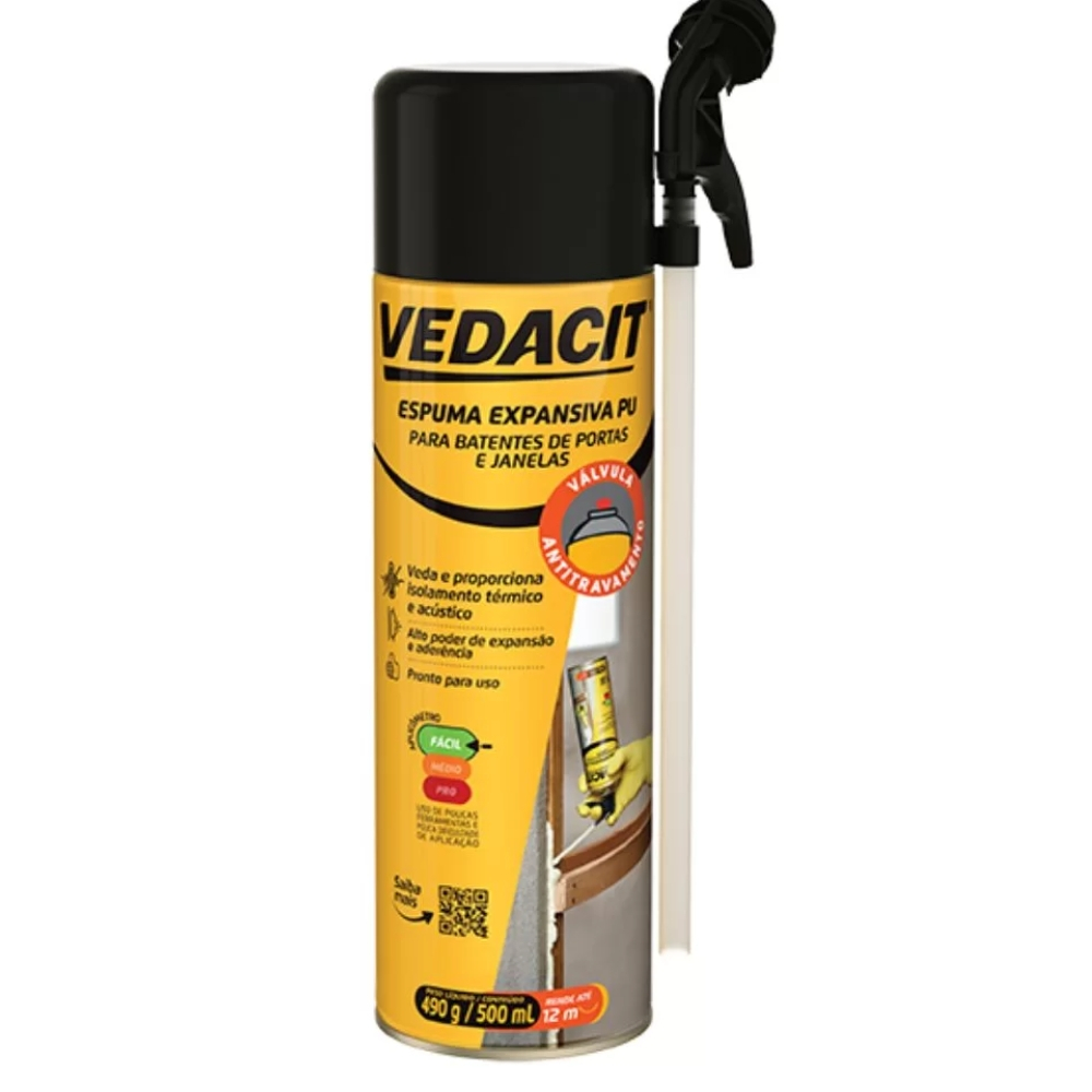 Espuma Expansiva PU 490g 500ml Vedacit | Shopee Brasil