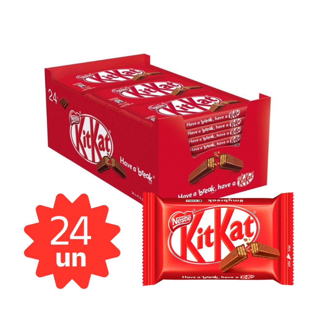 Barra Tablete de Chocolate Wafer Kit Kat - Caixa Display com 24 ...