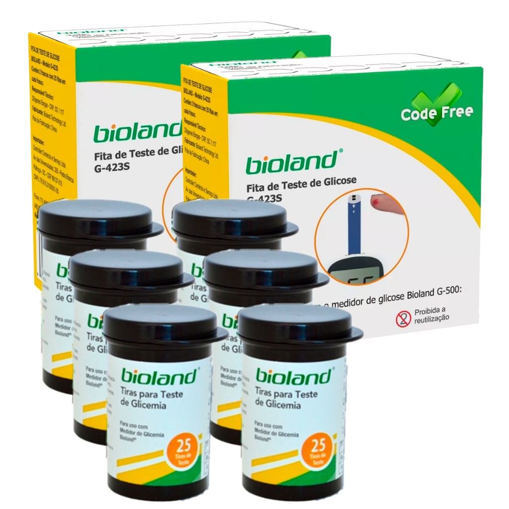 Fita Para Teste De Glicose Code Free G-423s Bioland Com 150 Unidades ...