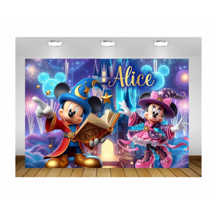 Painel de Festa Mickey Mágico e Minnie Painel de Festa Mickey Castelo ...