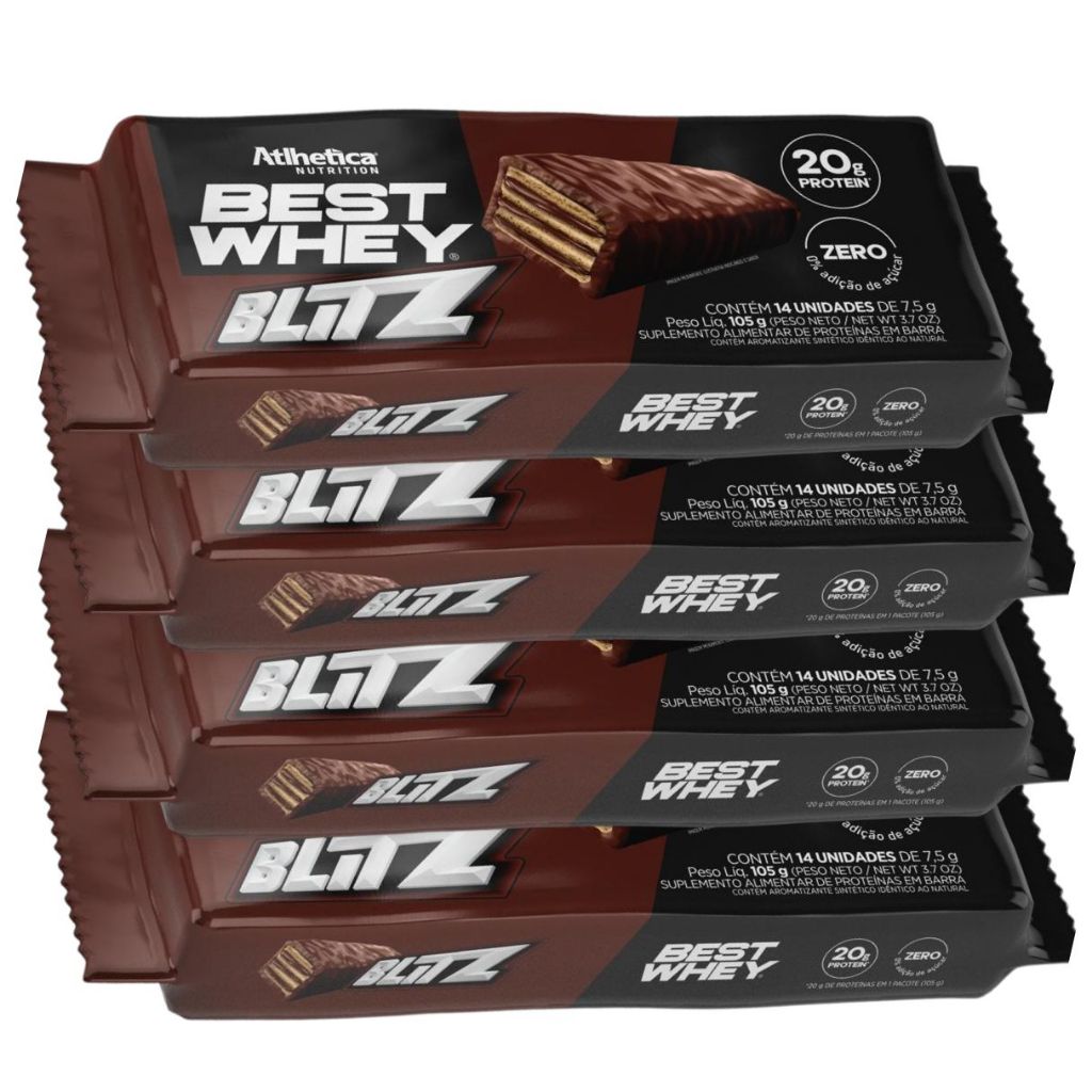 4un Best Whey Blitz Wafer de Proteina Sabor Chocolate (cx 14un de 7,5g ...