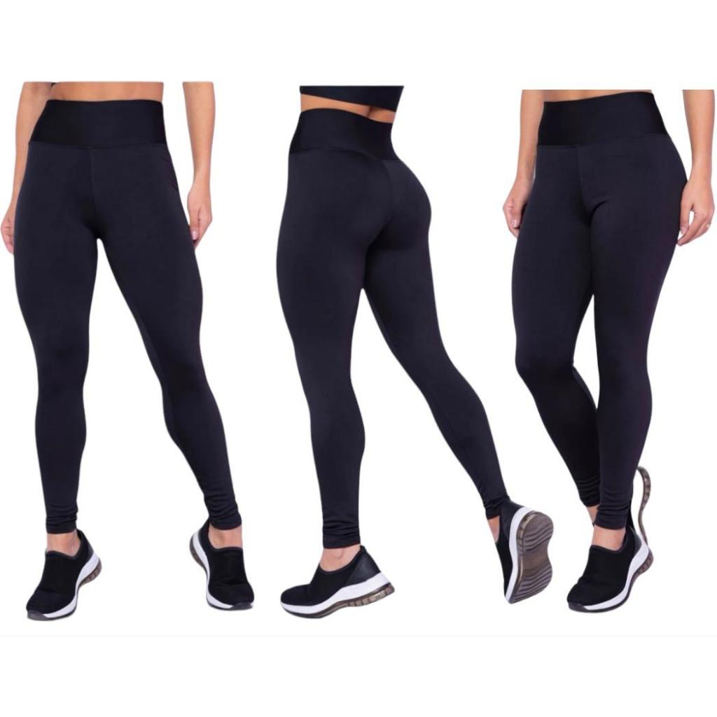 Calça Legging Feminina Cintura Alta Leg Fitness Academia Suplex ...