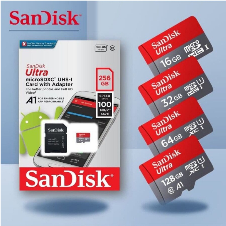 Cartão De Memória Sandisk Ultra A1 Classe 10 8gb / 16gb / 32gb / 64gb / 128gb | Shopee Brasil