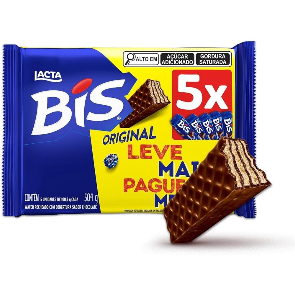 Bis Chocolate ao leite Kit com 5 caixas de 126g com 16 Chocolates de 8g ...
