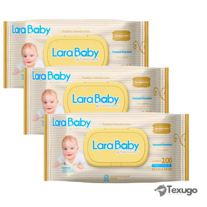 Kit C/3 pacotes - Lenços Umedecidos Lara Baby Pacote c/ 100 Un cada ...