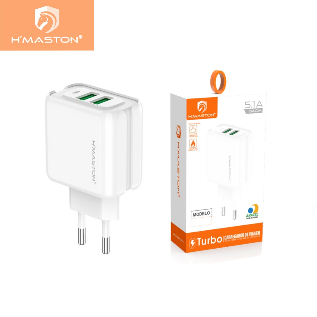 H'maston Y24-4 Carregador 25w Fonte Torre Carregar Celular Portátil 2 Usb 5.1A | Shopee Brasil