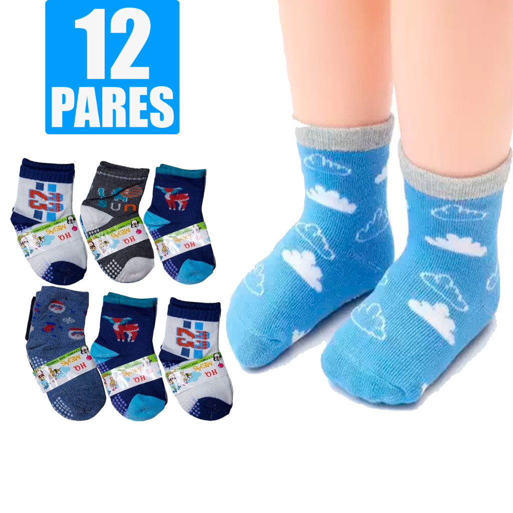 Kit 12 Pares Meia Infantil menino criança neném estampada PRONTA ...