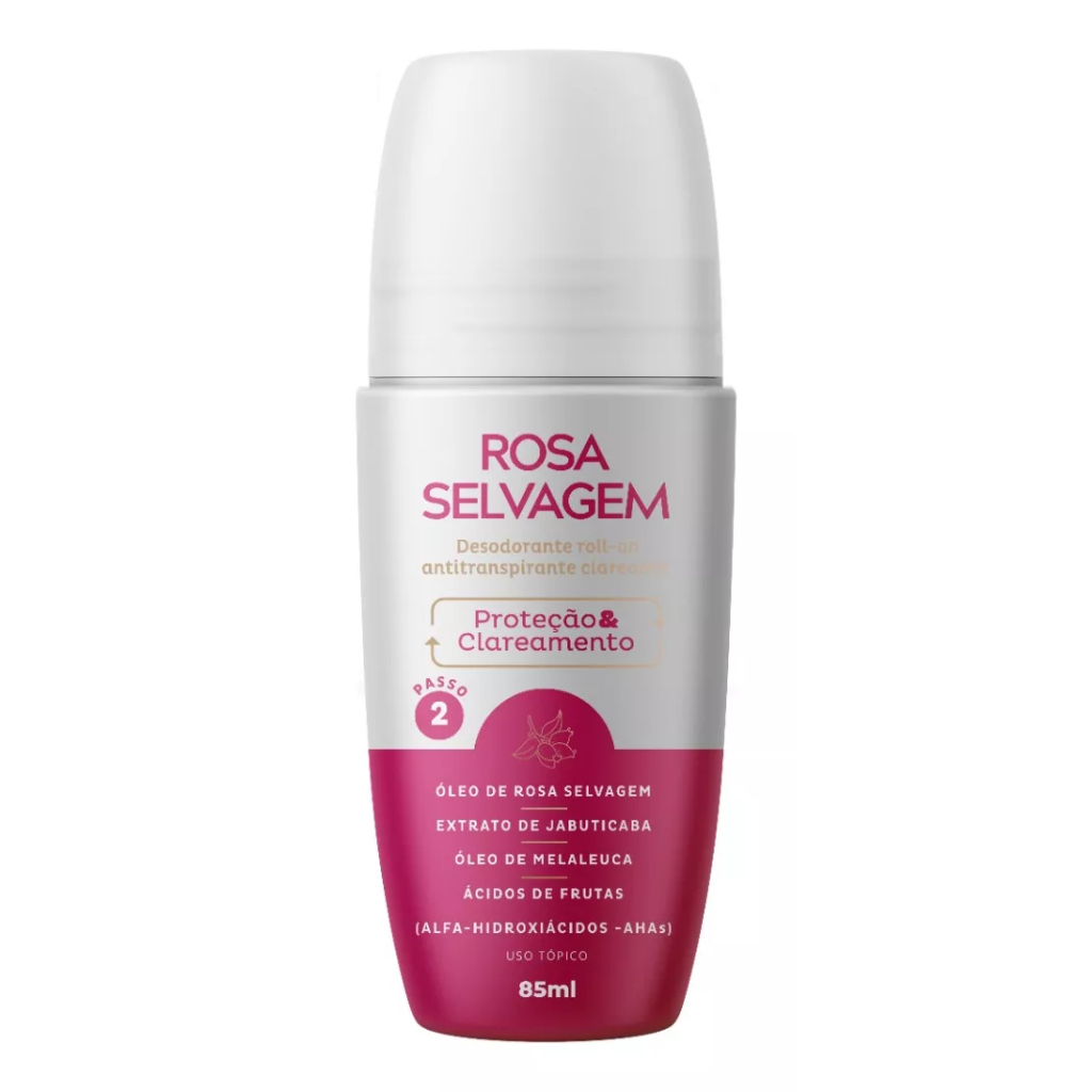 Rosa Selvagem Desodorante Roll-on Antitranspirante Clareador Axila 85ml ...