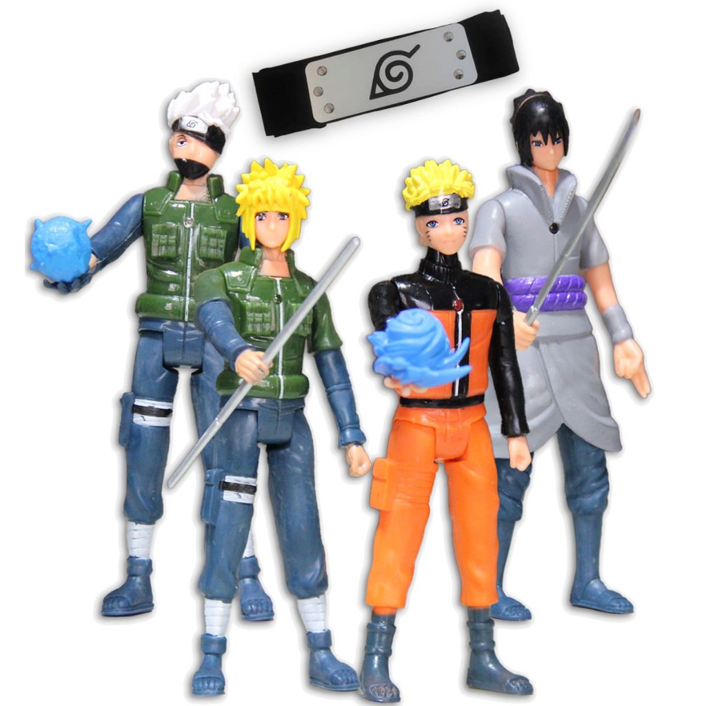 Kit Bonecos Naruto Shippuden Articulado Sasuke Brinquedo + Bandana ...