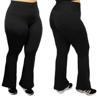 Calça Legging Plus Size Bailarina Boca de Sino Preta Cos Alto | Shopee ...