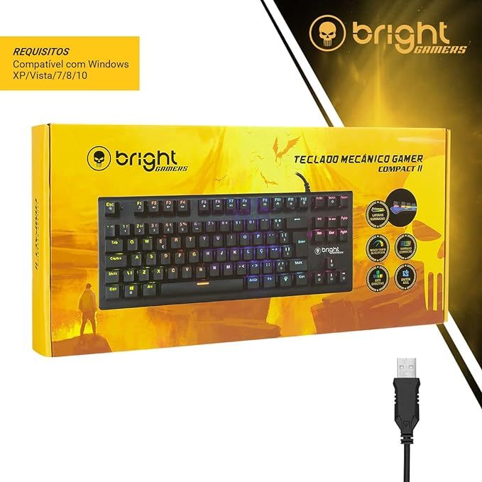 Bright Teclado Mecânico Gamer Compact II, 26 Teclas Anti-Ghosting ...