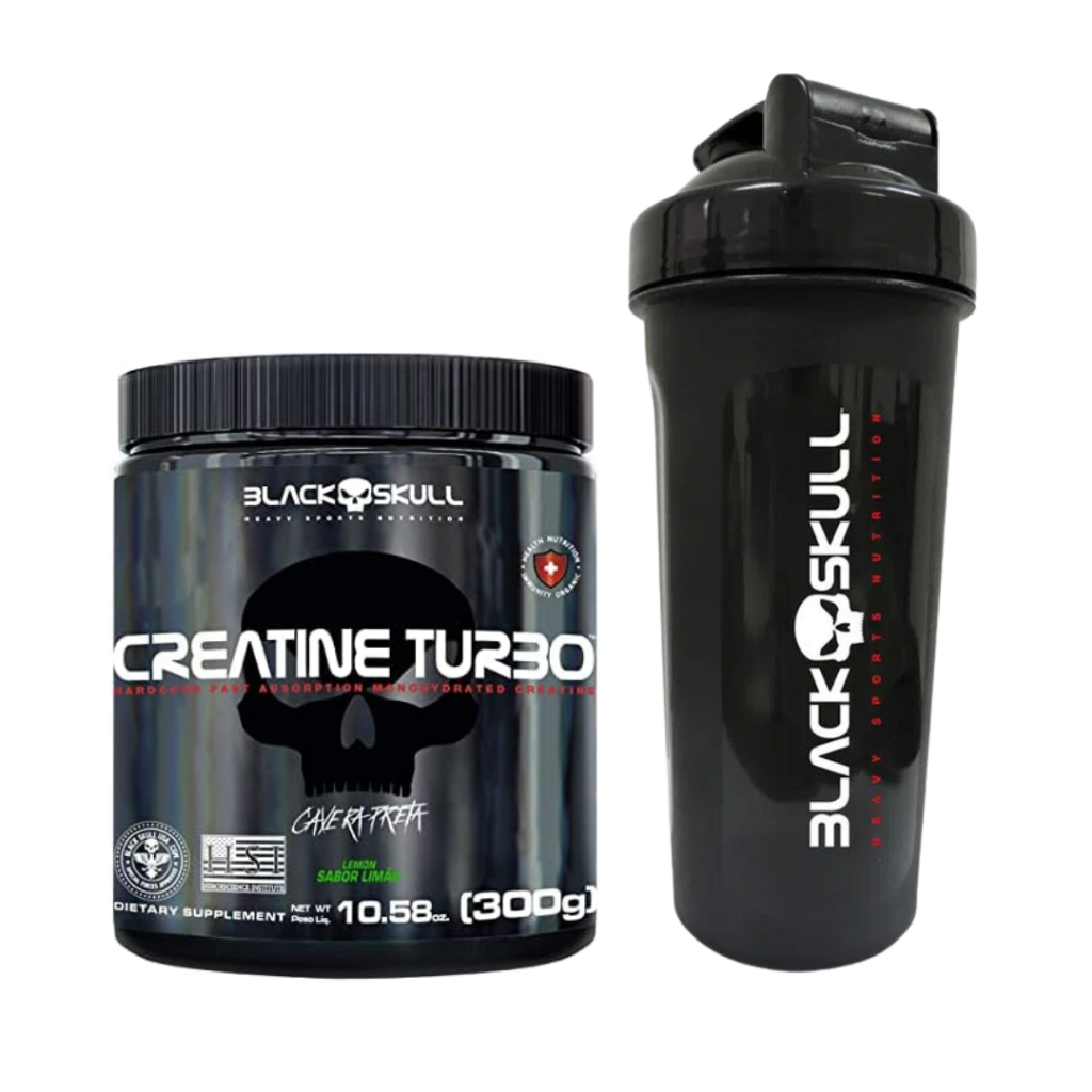 Creatine Turbo Black Skull 300g (Creatina) + Coqueteleira 600ml Black ...