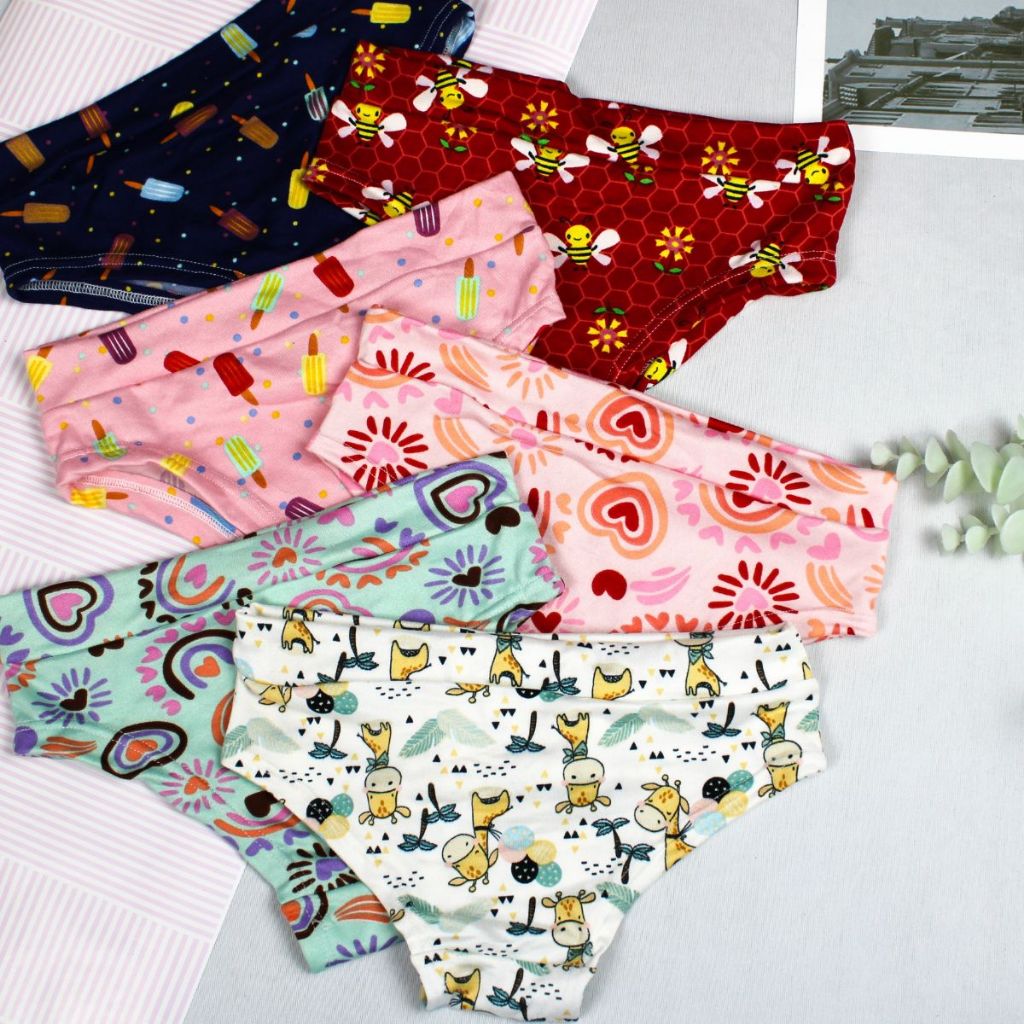 Kit 5 Calcinhas Infantil Suede Estampada Lingerie para Meninas Moda ...