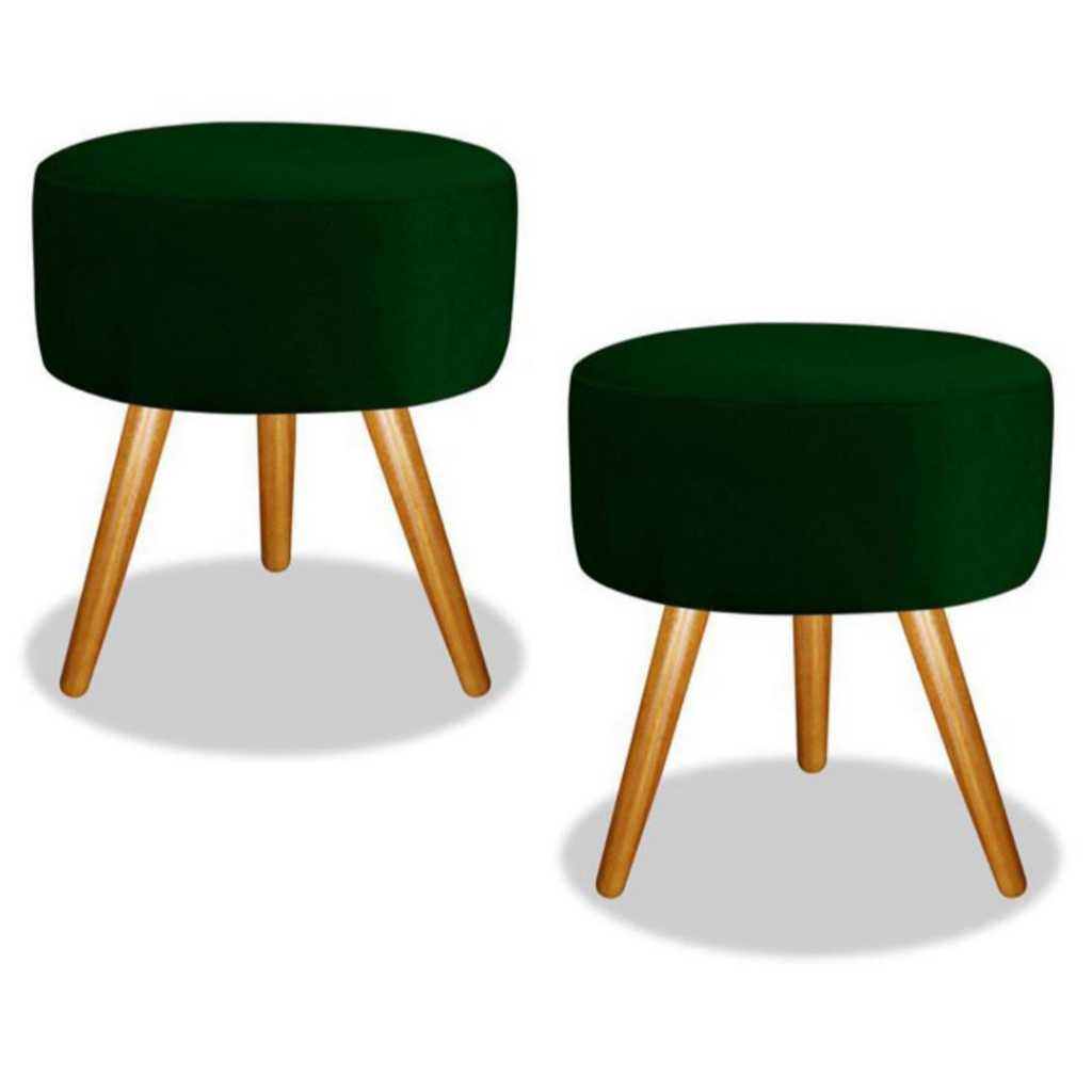 Kit 2 Puffs Redondo Decorativo VERDE Pés Palito | Shopee Brasil