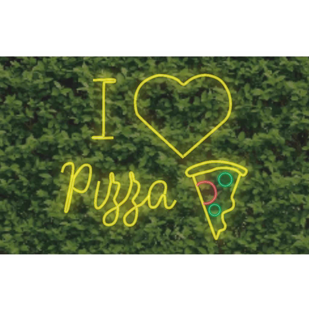 Luminária led neon - I love Pizza - Eu amo pizza - Decoração Pizzaria ...