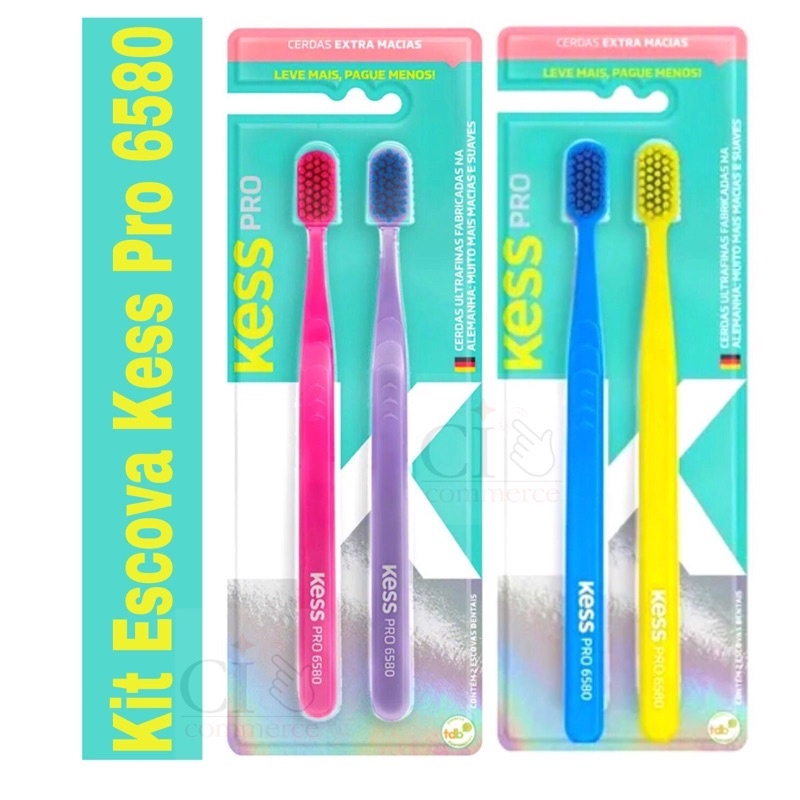 Pack Com 2 Escova Dental Kess Pro Extra Macias | Shopee Brasil