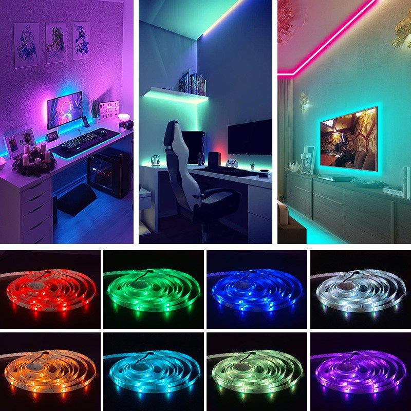 Fita Led Rgb 5 M Tv Led Faixa De Iluminação De Fundo Usb App | Shopee ...