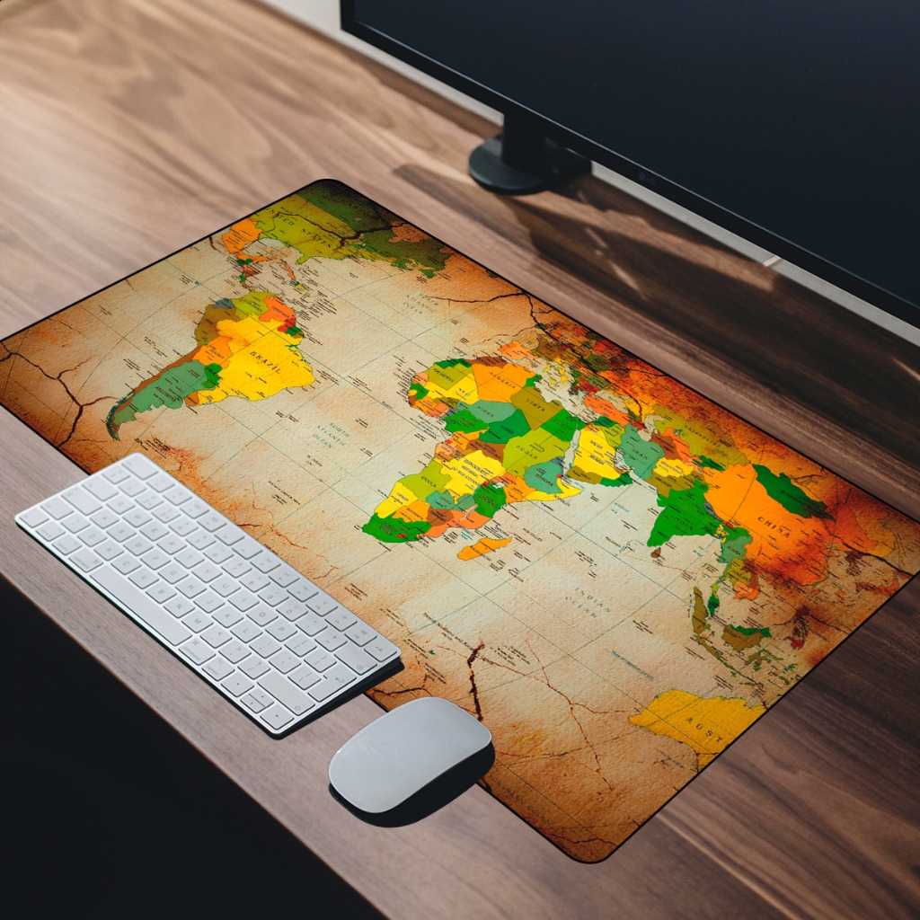 Mouse Pad Gamer 65x32 / 70x35 / 90x40 / 90x55cm Tema Mapa-Mundi ...