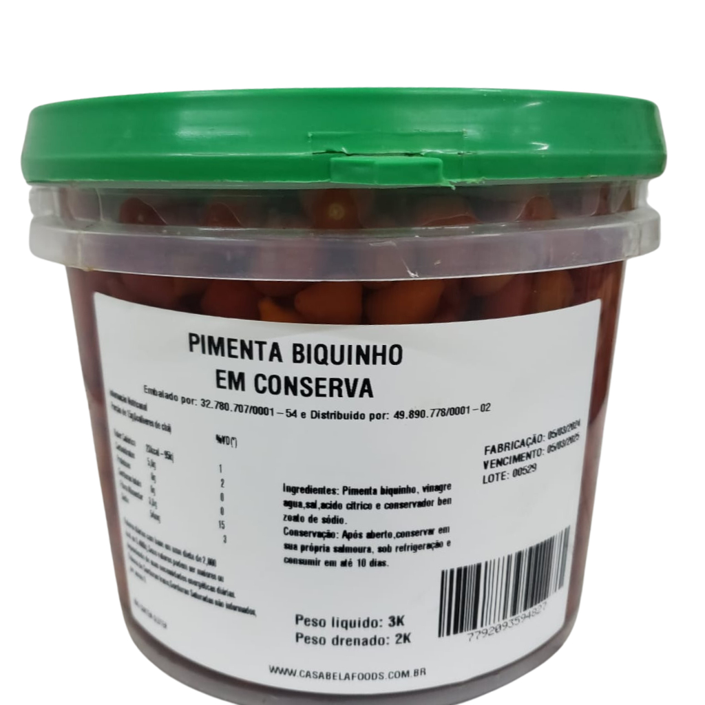 Pimenta Biquinha em Conserva 2kg | Shopee Brasil