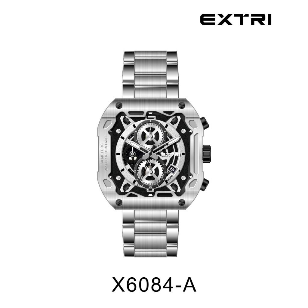 RELÓGIO DE PULSO QUADRADO MASCULINO EXTRI 30 ATM A PROVA D'ÁGUA X6084 | Shopee Brasil