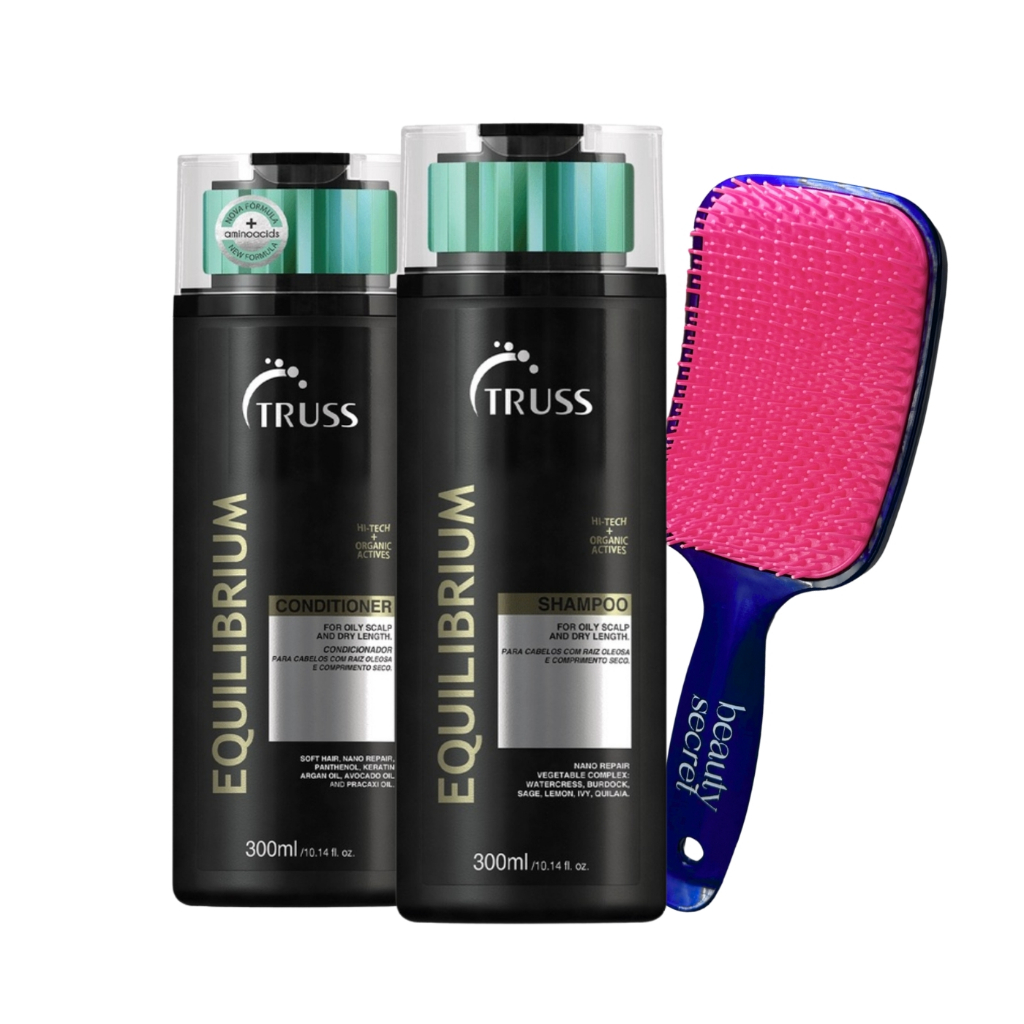 Shampoo e Condicionador Truss Equilibrium e Escova Raquete Beauty ...