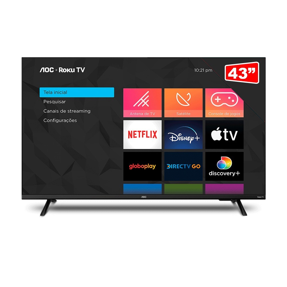 Smart Tv FULL Hd 43 Polegadas AOC Sistema Roku TV Wi-Fi HDMI - Faz a Boa!
